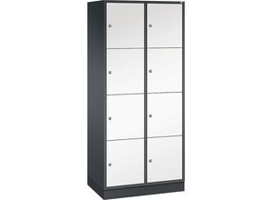 4062084595816 - 4er-Schließfachschrank Intro 2 Abteile schwarzgrau   reinweiß BxT 820 x 500 mm