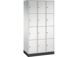 4025314701258 - INTRO Stahl-Schließfachschrank Fachhöhe 435 mm BxT 920 x 500 mm 12 Fächer Korpus lichtgrau Türen lichtgrau