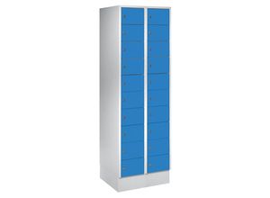 4250618204727 - Schließfachschrank Stahlbl Türanschl rechts Zylinderschloss 20 Fächer B 600 x H 1800 mm lgrau RAL 7035 lblau RAL 5012