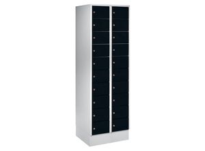 4250618204826 - Schließfachschrank Stahlbl Türanschl rechts Zylinderschloss 20 Fächer B 600 x H 1800 mm lgrau RAL 7035 tschw RAL 9005