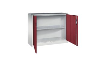 4064615139797 - Werkstatt-Beistellschrank mit Flügeltüren Breite x Tiefe 1200 x 400 mm lichtgrau   rubinrot