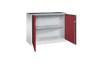 4062084810599 - Werkstatt-Beistellschrank mit Flügeltüren Breite x Tiefe 1200 x 500 mm lichtgrau   rubinrot