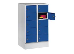 4250618204161 - Schließfachschrank Stahlbl Türanschl rechts Zylinderschloss 10 Fächer B 600 x H 965 mm lgrau RAL 7035 eblau RAL 5010