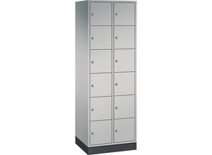 4061261146438 - INTRO Stahl-Schließfachschrank Fachhöhe 285 mm BxT 620 x 500 mm 12 Fächer Korpus weißaluminium Türen weißaluminium