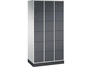 4055404443676 - INTRO Stahl-Schließfachschrank Fachhöhe 285 mm BxT 920 x 500 mm 18 Fächer Korpus lichtgrau Türen schwarzgrau