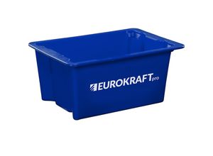 4053133003994 - eurokraft pro Drehstapelbehälter aus lebensmittelechtem Polypropylen Volumen 34 Liter VE 3 Stk Wände und Boden geschlossen blau