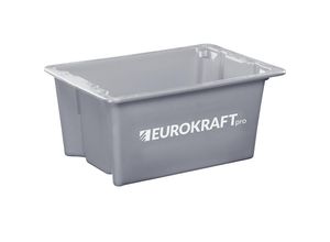 4053133004052 - eurokraft pro Drehstapelbehälter aus lebensmittelechtem Polypropylen Volumen 34 Liter VE 3 Stk Wände und Boden geschlossen grau