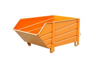 4052462028890 - eurokraft pro Stahlblechbehälter Volumen 1 m³ ohne klappbare Schüttklappe aus profiliertem Stahl gelborange
