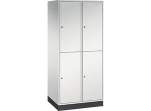 4025314662665 - INTRO doppelstöckiger Stahl-Garderobenschrank BxT 820 x 600 mm 4 Fächer Korpus lichtgrau Türen lichtgrau