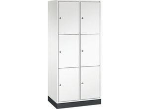 4062084595656 - 3er-Schließfachschrank Intro 2 Abteile reinweiß BxT 820 x 500 mm