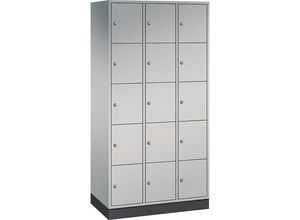 4025314715385 - INTRO Stahl-Schließfachschrank Fachhöhe 345 mm BxT 920 x 500 mm 15 Fächer Korpus weißaluminium Türen weißaluminium