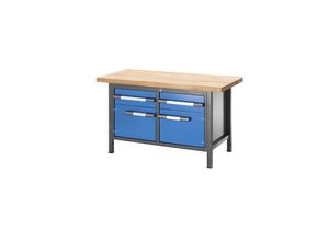 4061753032096 - eurokraft pro Höhenverstellbare Werkbank Gestellbauweise 2 Schubladen 2 Türen Breite 1500 mm anthrazit   blau