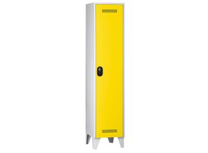 4250618246079 - Garderobenschrank Fachhöhe 1700 mm HxBxT 1850 x 400 x 500 mm Abteilbreite 400 mm Korpus-   Türfarbe Lichtgrau   Zinkgelb