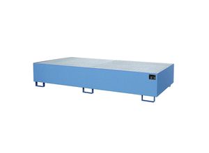 4052462030909 - eurokraft pro Regal-Bodenwanne 1000 l Auffangvolumen LxBxH 2650 x 1300 x 435 mm mit Gitterrost blau lackiert