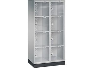 4056443114268 - INTRO Stahl-Schließfachschrank mit Acrylglastür HxBxT 1750 x 820 x 500 mm Fachhöhe 380 mm 8 Fächer Korpus weißaluminium