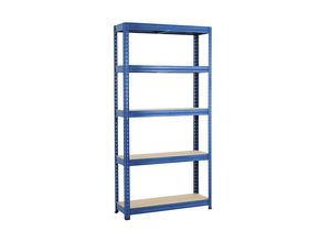 4061753092274 - Steckregal blau 5 Spanplattenböden Traglast 265 kg HxBxT 1780 x 900 x 300 mm kaiserkraft