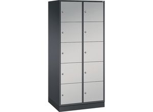 4061261151241 - INTRO Stahl-Schließfachschrank Fachhöhe 345 mm BxT 820 x 600 mm 10 Fächer Korpus schwarzgrau Türen weißaluminium