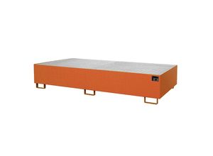 4052462030886 - eurokraft pro Regal-Bodenwanne 1000 l Auffangvolumen LxBxH 2650 x 1300 x 435 mm mit Gitterrost orange lackiert