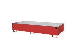 4052462030893 - eurokraft pro Regal-Bodenwanne 1000 l Auffangvolumen LxBxH 2650 x 1300 x 435 mm mit Gitterrost rot lackiert