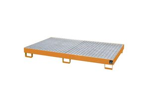 4052462031005 - eurokraft pro Regal-Bodenwanne 240 l Auffangvolumen LxBxH 2150 x 1300 x 225 mm mit Gitterrost orange lackiert