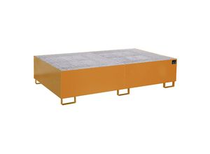 4052462036376 - eurokraft pro Regal-Bodenwanne 1000 l Auffangvolumen LxBxH 2150 x 1300 x 505 mm mit Gitterrost orange lackiert