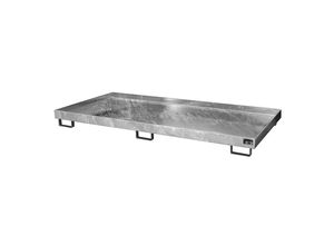 4052462030664 - eurokraft pro Regal-Bodenwanne 240 l Auffangvolumen LxBxH 2650 x 1300 x 210 mm ohne Gitterrost feuerverzinkt