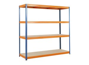 4061753092250 - Steckregal blau   orange Feldlast 1200 kg HxBxT 1780 x 1800 x 600 mm 4 Spanplattenböden