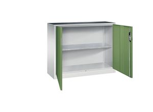 4064615139780 - Werkstatt-Beistellschrank mit Flügeltüren Breite x Tiefe 1200 x 400 mm lichtgrau   resedagrün