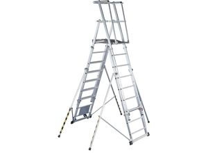 4003866413287 - 41328 Aluminium Podesttreppe fahrbar klappbar Arbeitshöhe (max) 515 cm 50 kg