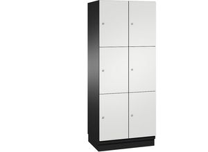 4059369455941 - CAMBIO Schließfachschrank mit Stahlblech-Türen 6 Fächer Breite 800 mm Korpus schwarzgrau   Tür lichtgrau