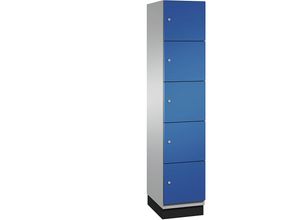 4059369465650 - CAMBIO Schließfachschrank mit Stahlblech-Türen 5 Fächer Breite 400 mm Korpus weißaluminium   Tür enzianblau