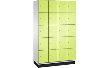 4059369443948 - CAMBIO Schließfachschrank mit Stahlblech-Türen 20 Fächer Breite 1200 mm Korpus lichtgrau   Tür viridingrün