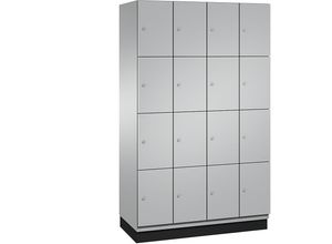 4059369464400 - CAMBIO Schließfachschrank mit Stahlblech-Türen 16 Fächer Breite 1200 mm Korpus weißaluminium   Tür weißaluminium