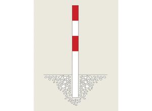4055381102009 - Sperrpfosten Morion zum Einbetonieren Ø 90 mm rot-weiß kunststoffbeschichtet kaiserkraft
