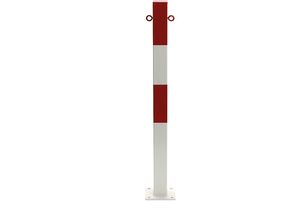 4055381214863 - Sperrpfosten zum Aufdübeln 70 x 70 mm rot-weiß lackiert 2 Ösen