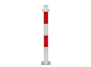 4055381101552 - Sperrpfosten zum Aufdübeln 70 x 70 mm feuerverzinkt   rot reflektierend 2 Ösen