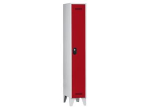 4250618238579 - Garderobenschrank Fachhöhe 1700 mm HxBxT 1850 x 300 x 500 mm Abteilbreite 300 mm Korpus-   Türfarbe Lichtgrau   Feuerrot