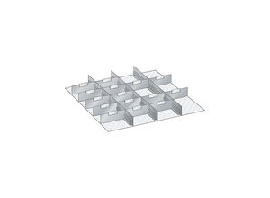 7612269003246 - Trennwände Fronthöhe 200 mm 3 Schlitzwände 36E 15 Trennbleche 9E Schubladennutzgröße BxT 612x612 mm