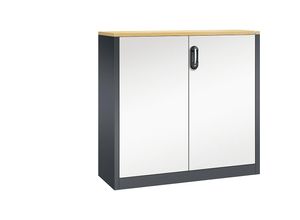 4060061363359 - ACURADO Akten-Sideboard 3 Ordnerhöhen HxBxT 1200 x 1200 x 400 mm schwarzgrau   reinweiß