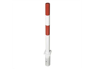 4055381105413 - Sperrpfosten aus Stahl zum Einbetonieren Ø 76 mm rot-weiß 1 Kettenöse kaiserkraft