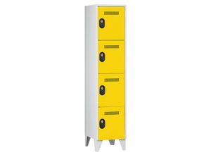 4250618246161 - Schließfachschrank Fachhöhe 450 mm HxBxT 1850 x 400 x 500 mm Abteilbreite 400 mm Korpus-   Türfarbe Lichtgrau   Zinkgelb