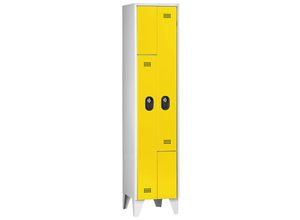 4250618246253 - Z-Garderobenschrank Fachhöhe 820 mm HxBxT 1850 x 400 x 500 mm Abteilbreite 400 mm Korpus-   Türfarbe Lichtgrau   Zinkgelb