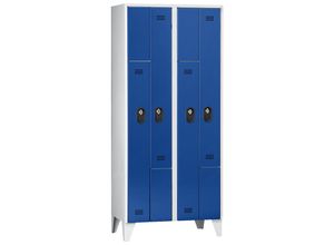 4250618246581 - Z-Garderobenschrank Fachhöhe 820 mm HxBxT 1850 x 800 x 500 mm Abteilbreite 400 mm Korpus-   Türfarbe Lichtgrau   Enzianblau