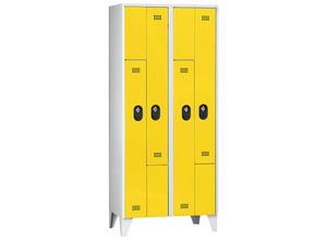 4250618246567 - Z-Garderobenschrank Fachhöhe 820 mm HxBxT 1850 x 800 x 500 mm Abteilbreite 400 mm Korpus-   Türfarbe Lichtgrau   Zinkgelb