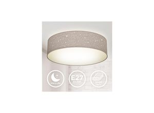 4057722005918 - Bklicht - Deckenleuchte Sterndekor Stoff-Lampe Textil Kinderzimmer Schlafzimmer taupe E27 - 40