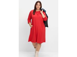 4063137011246 - Große Größen Shirtkleid in A-Linie mit Taschen mohnrot Gr50