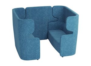 0796376517555 - BISLEY Akustiksofa VIVO 2 Zweisitzer mit hoher Rückenlehne Mittelwand blau