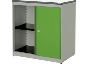 4250633329016 - mauser Schiebetürenschrank HxBxT 830 x 800 x 432 mm Kunststoffplatte 1 Fachboden weißaluminium   gelbgrün   weiß