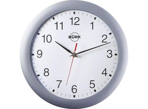 4030275000302 - Wanduhr aus ABS-Kunststoff Ø 300 mm Quarzuhrwerk Gehäuse silber matt Zifferblatt weiß