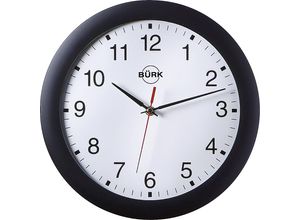 4030275000296 - Wanduhr aus ABS-Kunststoff Ø 300 mm Quarzuhrwerk Gehäuse schwarz Zifferblatt weiß